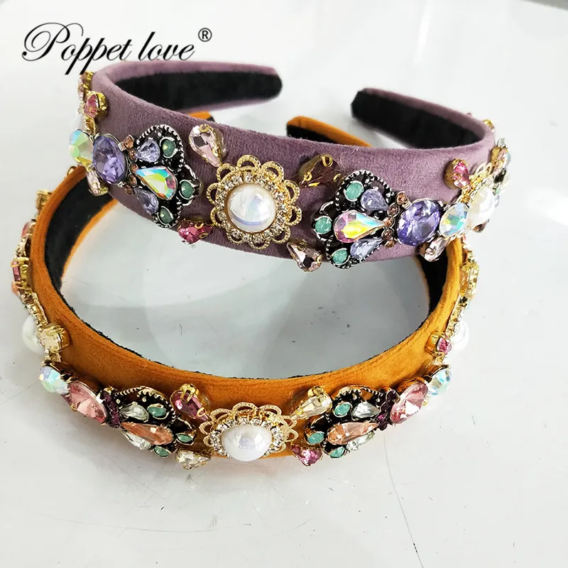 Trendy Purple Gold Color Baroque Crystal Luxury Wedding Crowns For ...