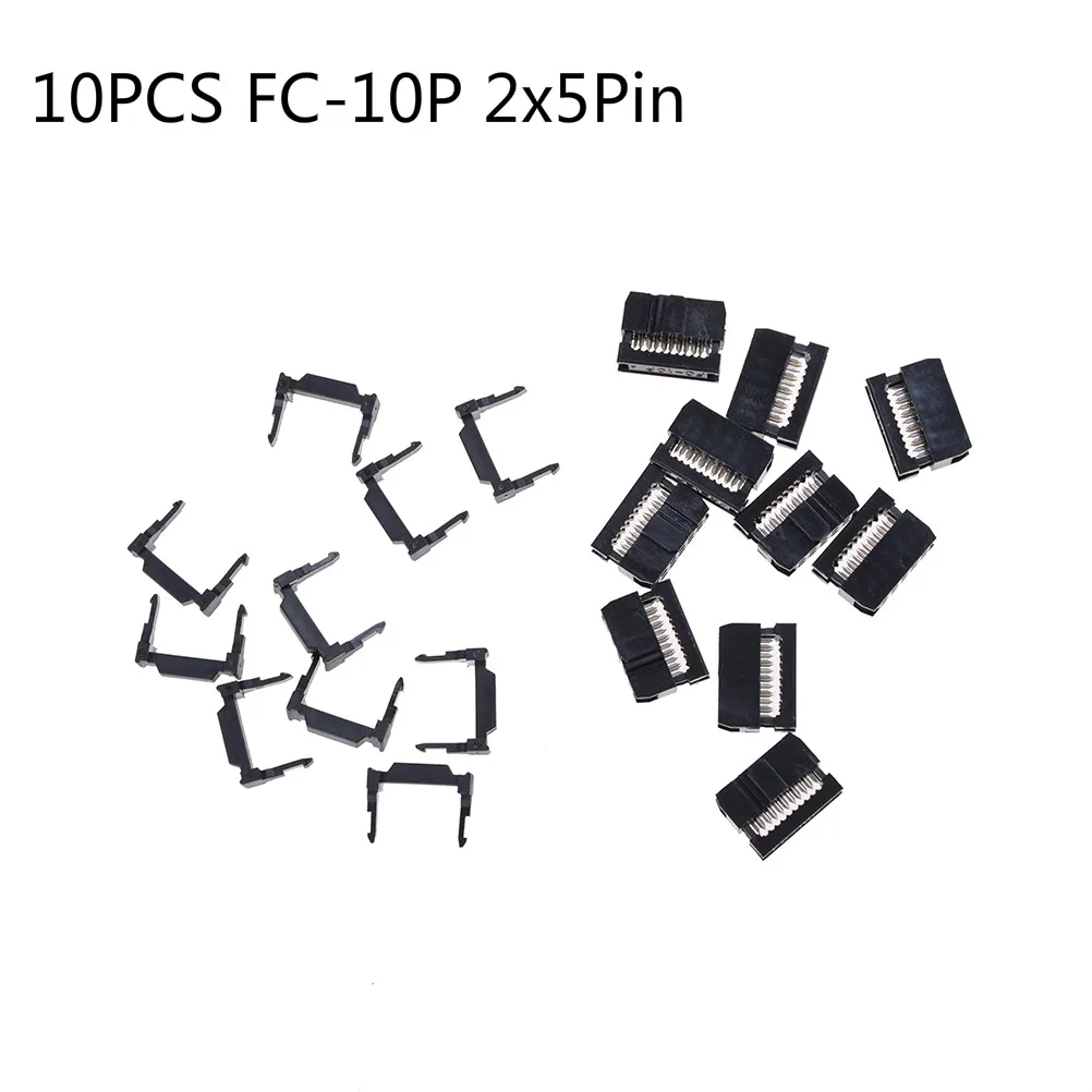 New 10pcs Fc 10p 2x5pin Dual Row Pitch 2 54mm Idc Socket Connector