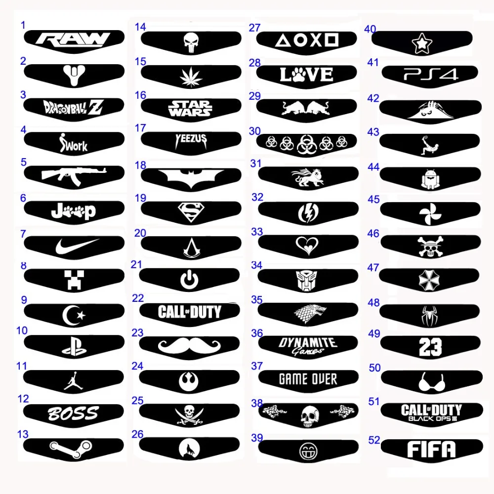 Stickers For Sony Play station 4 PS4 controller LED Light Bar Decal PVC ...