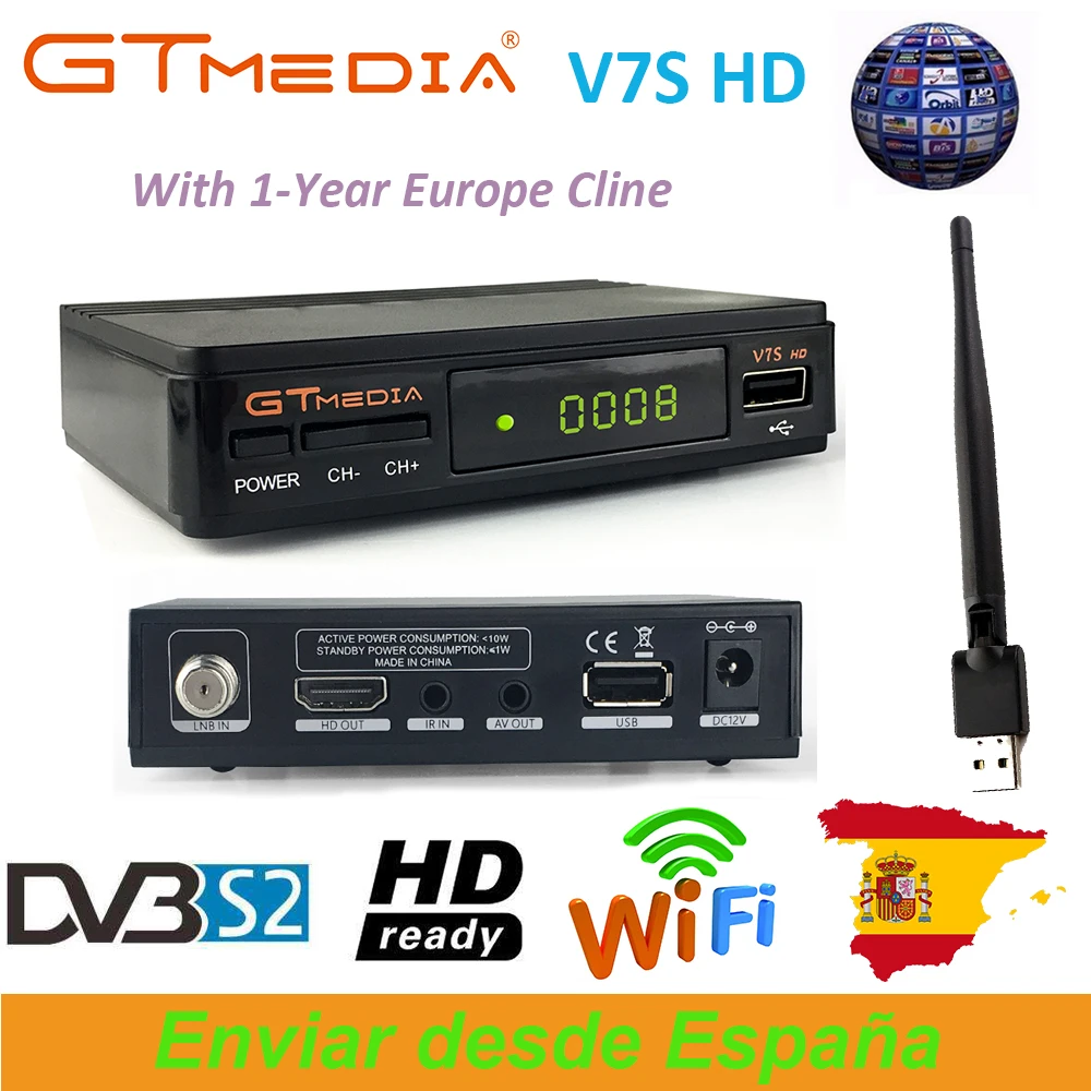 GTMedia V7S HD Receptor DVB S2 HD FTA Satellite TV Receiver With 1 Year ...