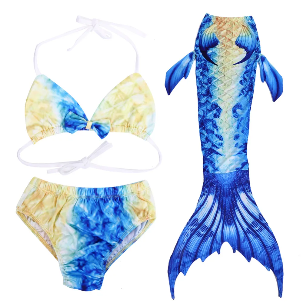 New Arrival 3pcs Kids Girls Mermaid Tail Swimsuit Bikini Set with Fish ...