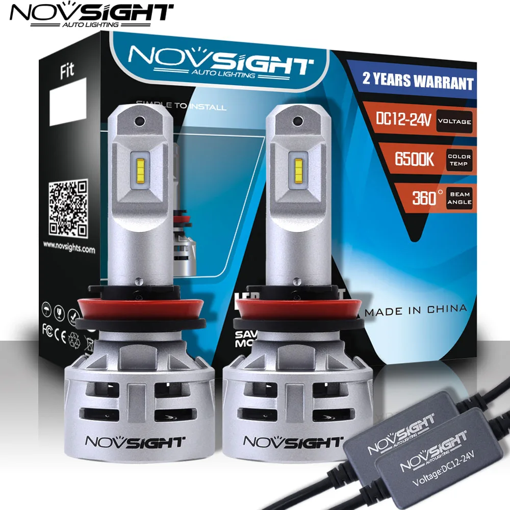NOVSIGHT LED H11 LED H7 H11 9005 9006 LED Car Headlight Bulb 12v CSP ...
