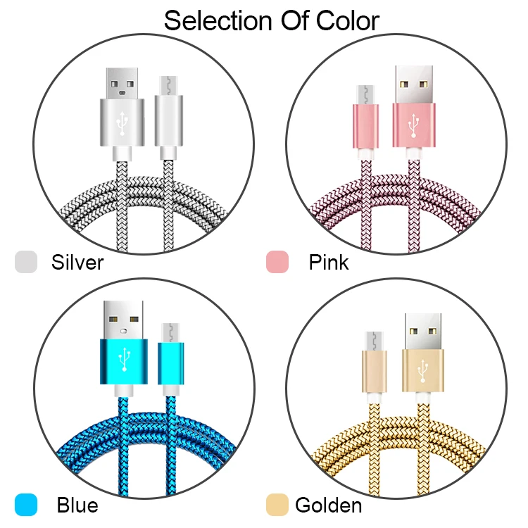 Micro USB Cable 2.1A Mobile Data Kable 1m 2m Nylon Cord for Xiaomi ...