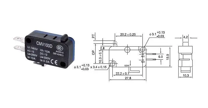 10Pcs/Lot Top Quality Original CNTD CMV100D Micro Switch/Limit Switch ...