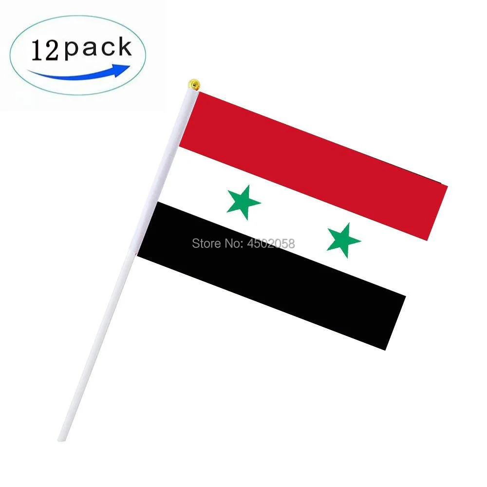 DFLIVE One dozen 12 Pack Syria Hand Held Flag 5'' x 8'' Stick Flag ...