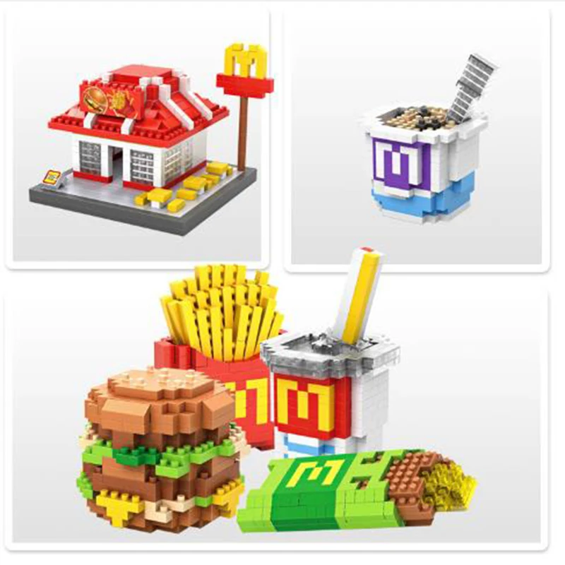 LOZ Diamond Blocks Fast Food Set Meal Building Block Food Fries ...