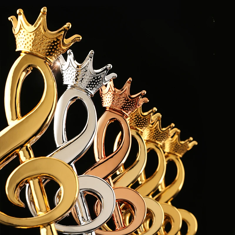Crown Head Shape Musical Note Trophy Customized Best Stage Music Trofeo ...