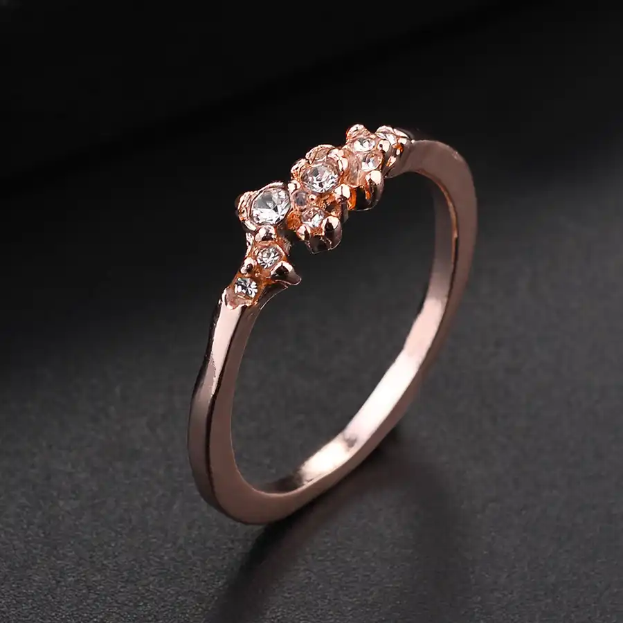 Rose Gold Crystal Ring For Women Silver Plated Finger Rings Women ...