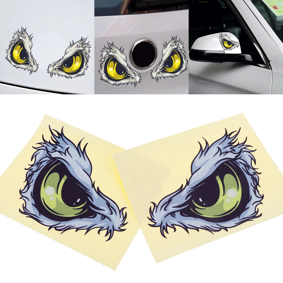 Waterproof 2pcs 3D 10 x 8CM Reflective Material Eye Pattern Creative ...