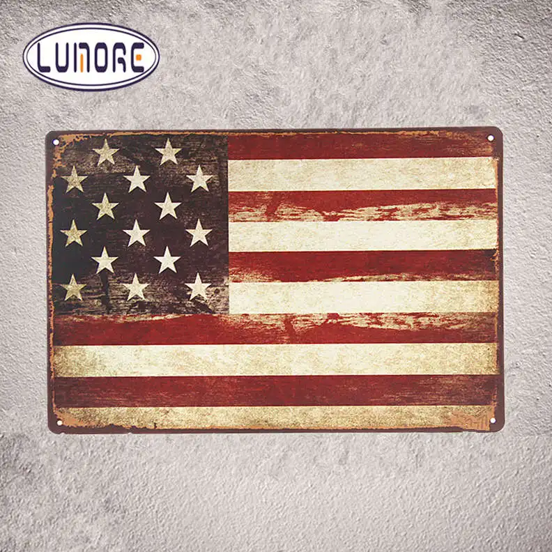 Vintage metal Tin signs A16 "United States of America Flag Map" 20*30cm ...