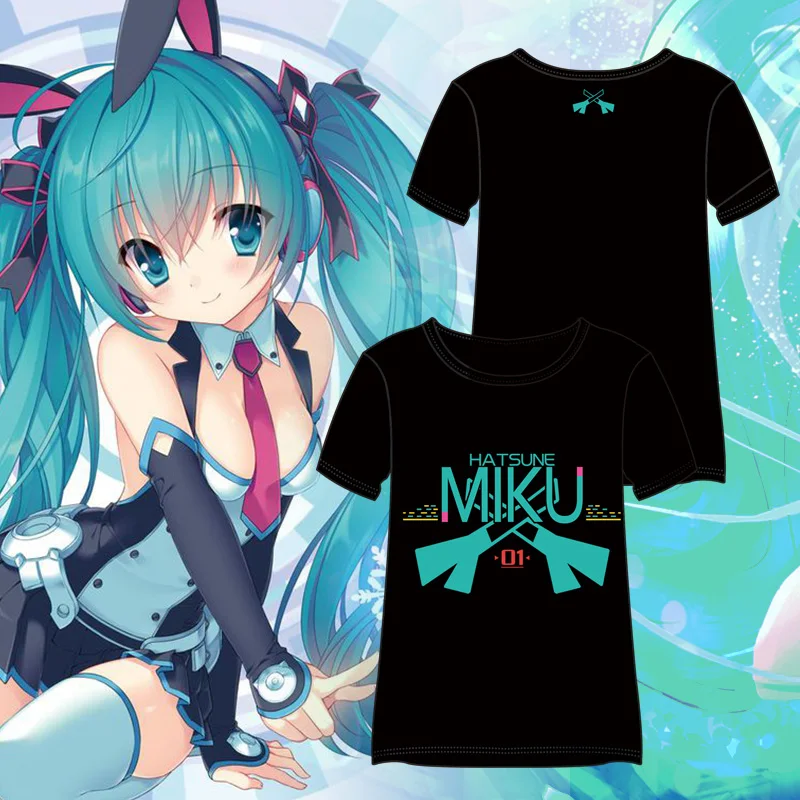 VOCALOID Hatsune Miku Cute Printed Short Sleeve T shirt Cosplay Costume ...