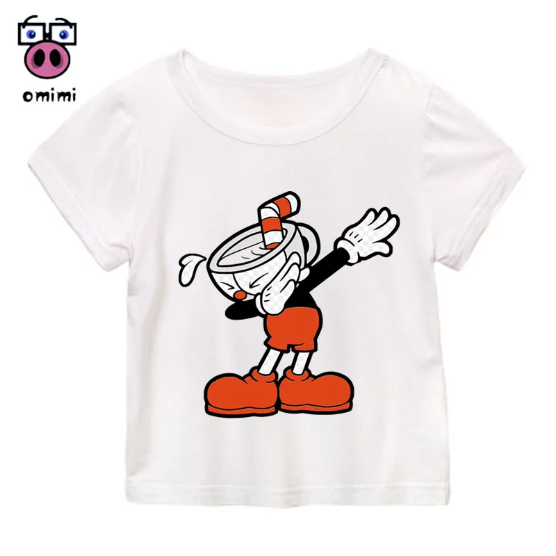 Baby Clothes Cuphead Print Pattern T shirt Boy and Girl Soft White T ...