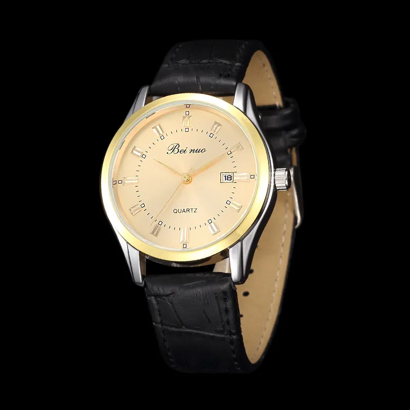 Reloj de cuarzo de lujo para hombre y Mujer, cronógrafo de cuero negro ...