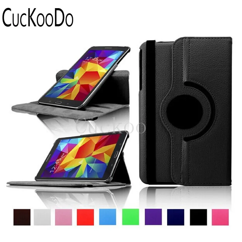 CucKooDo 360 Funda de cuero con soporte giratorio con Wake/Sleep para Samsung Galaxy Tab 4 8 ...