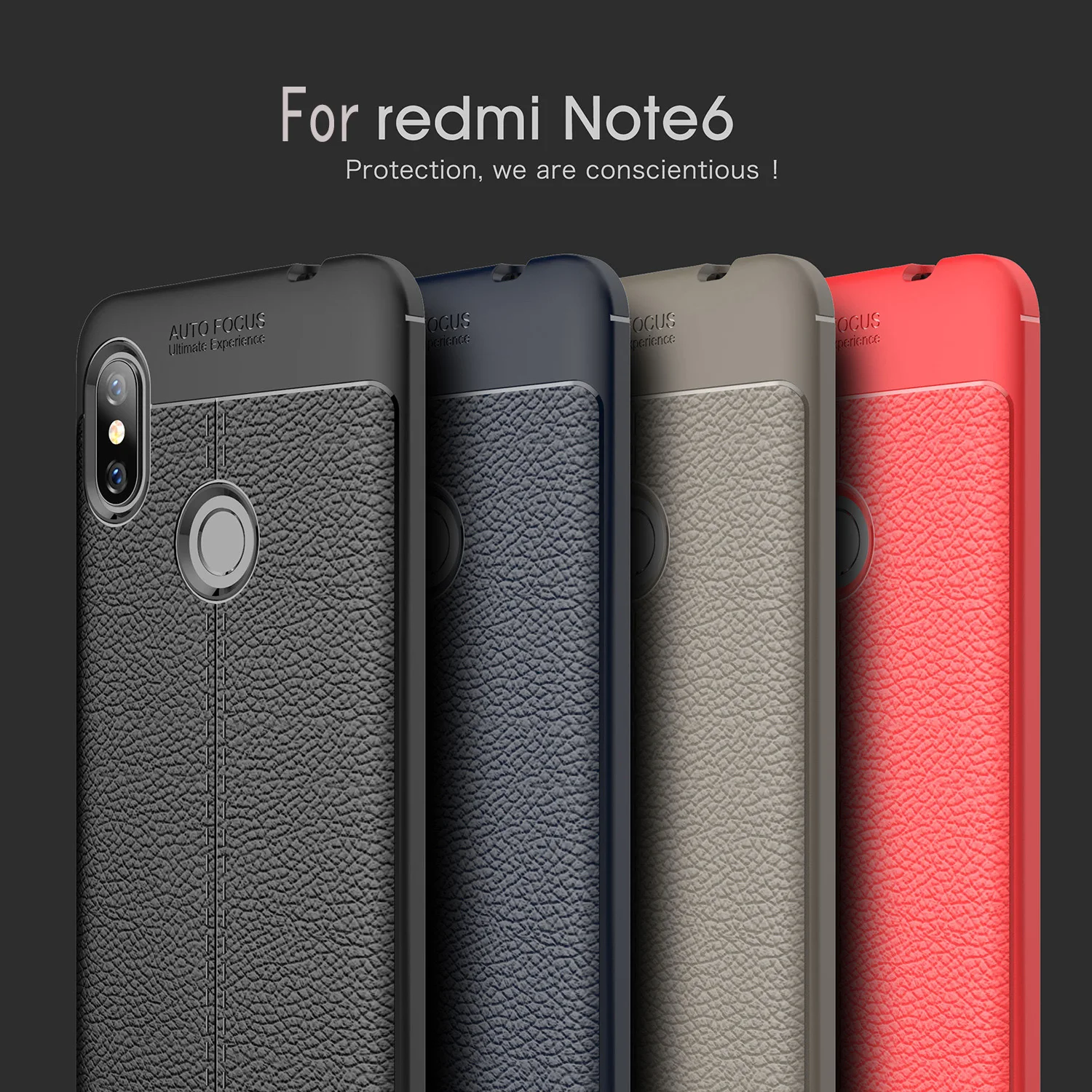 For Xiaomi Redmi Note 6 Pro Case Luxury Leather texture Silicone Skin ...