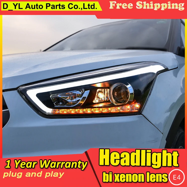 Faróis automotivos, para hyundai ix25 2015 19, luz diurna led, drl, bi xenon|headlights for|led ...