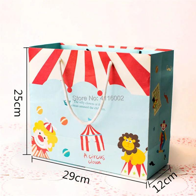 100pcs Paper Bag With Handle Circus Handbags Gift Bags Christmas ...