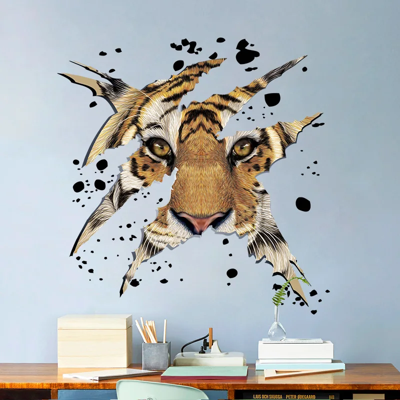 3D Mighty Tiger head Wall Sticker Bedroom living room DIY Wall Art ...