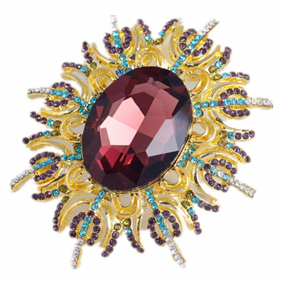 2017 New Arrival Elegant Brooch Rhinestone Flower Bride Brooches Purple ...