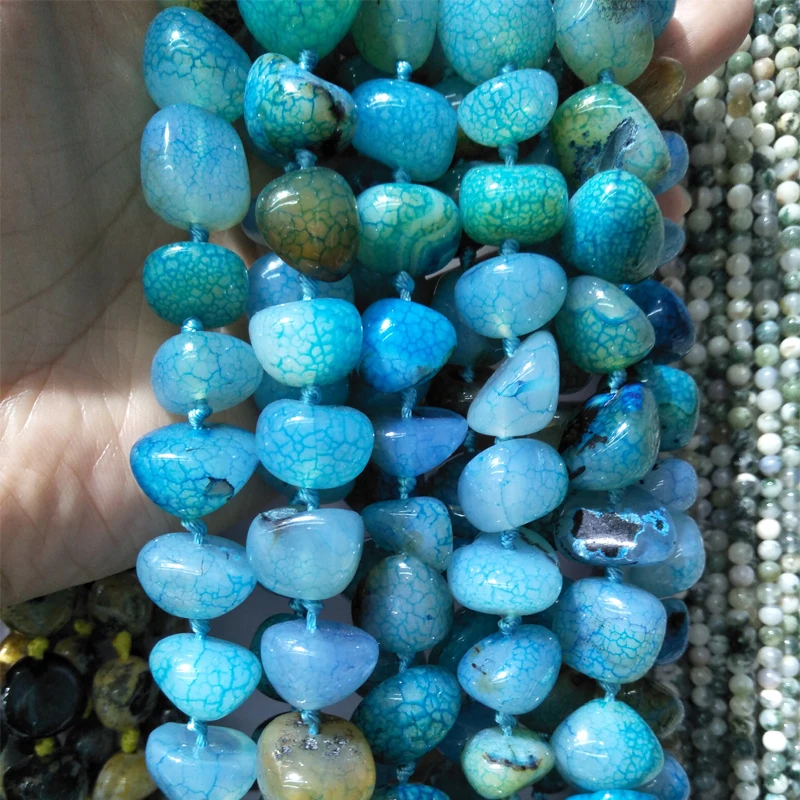 Wholesale Natural Blue Stone Bead Irregular Shape Agates Stone Beads 15 ...
