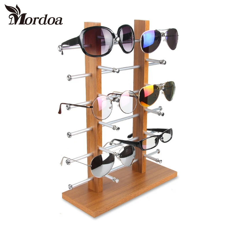 12 Pairs Glasses Display Rack Wood Detachable Double Row Sunglasses Show Stand Receive Jewelry