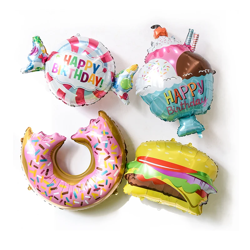 1Pcs Ice Cream Cake Aluminum Foil Balloon Baby Toys Candy Donuts Globos ...
