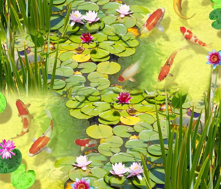 custom-3d-floor-painting-Carp-pond-wallpaper-mural-pvc-roll-floor ...