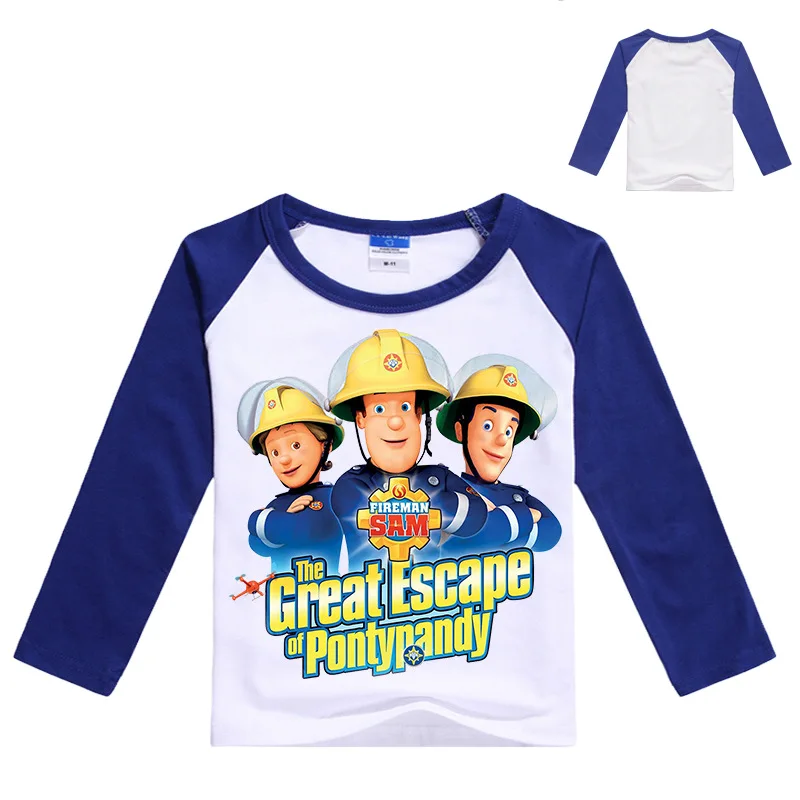 New Spring Boys Long Sleeved T Shirts Girls Fireman Sam Print Cotton ...