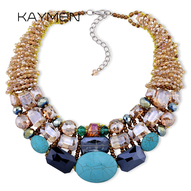 Kaymen Bohemian New Choker Necklace, Women's Strand Multilayer Crystal ...