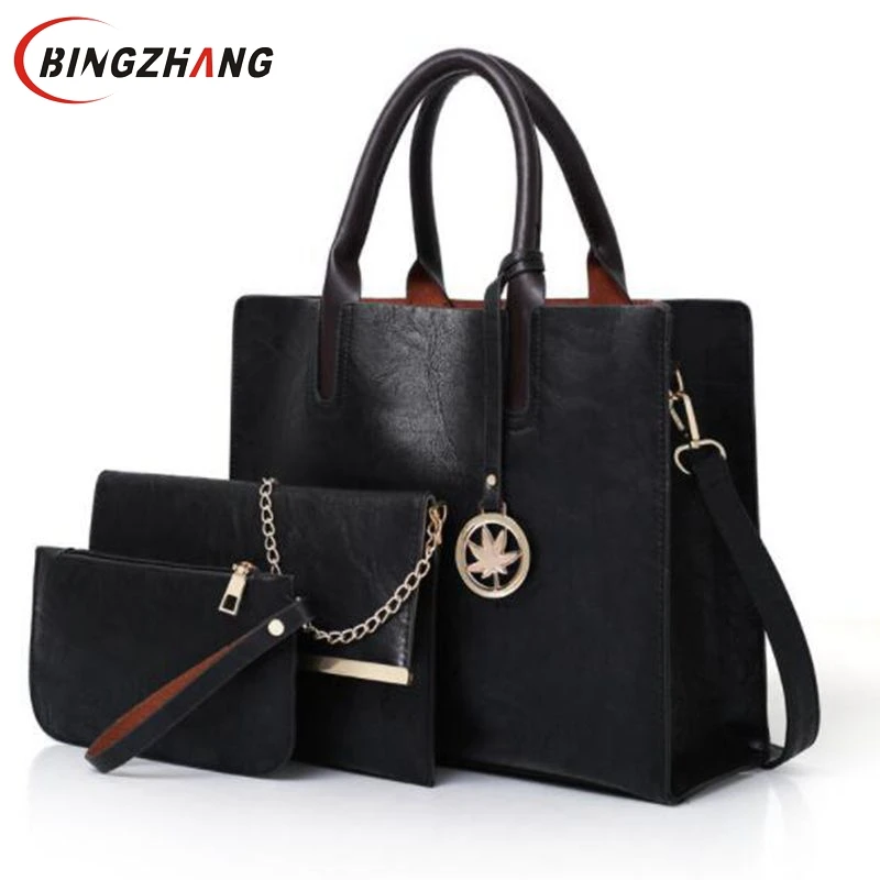 Women Bags Set 3 Pcs Leather Handbag Women Large Tote Bags Ladies ...