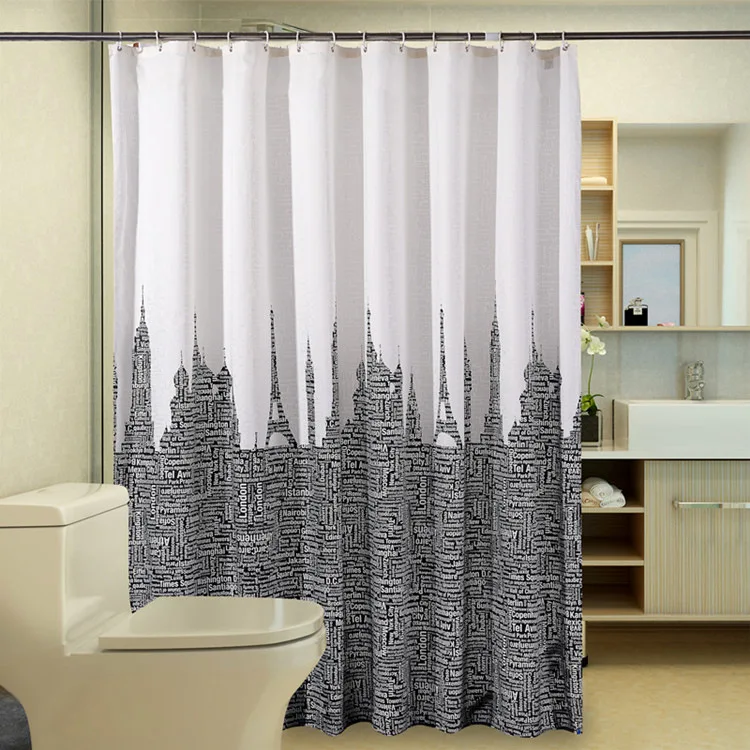 High Quality Letter Shower Curtains Polyester Waterproof Bathroom
