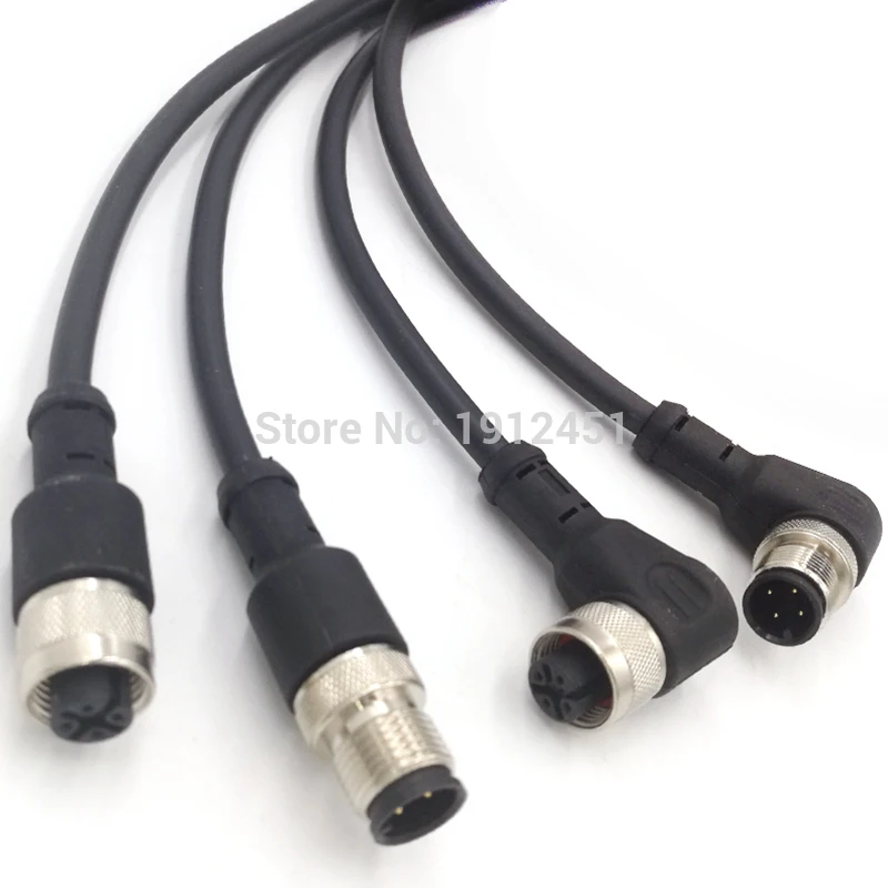 Conector de sensor M12, cable impermeable, macho y hembra, 4, 5, 8 pines + 2m, PVC, moldeado por ...
