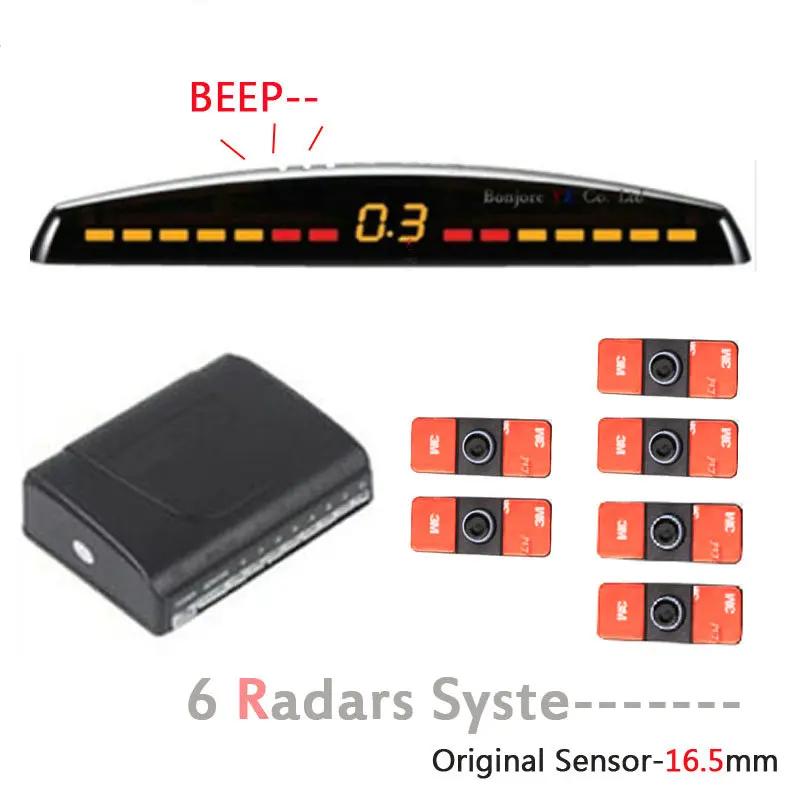 Monitor LCD colorido Sensor de aparcamiento 6 radares 2 frente 4 ...