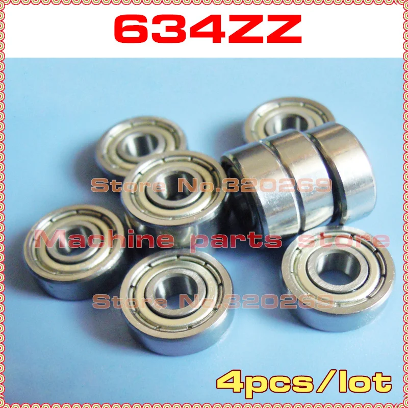 4pcs 634 634z 634zz Radial Shaft F634zz 4*16*5 4x16x5mm Metal Shield ...