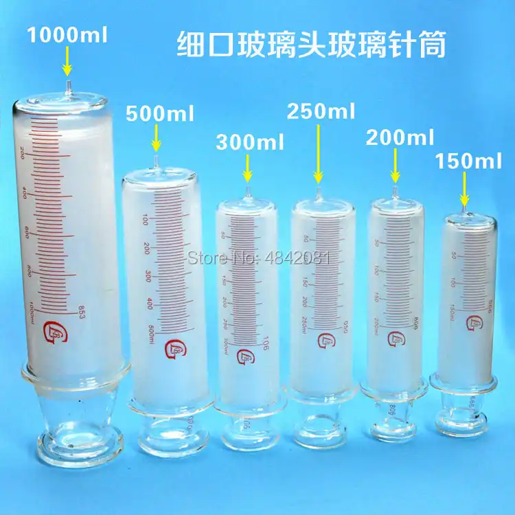 150ml/200ml/250ml/300ml/500ml/1000ml All Glass Syringes Large sausage ...