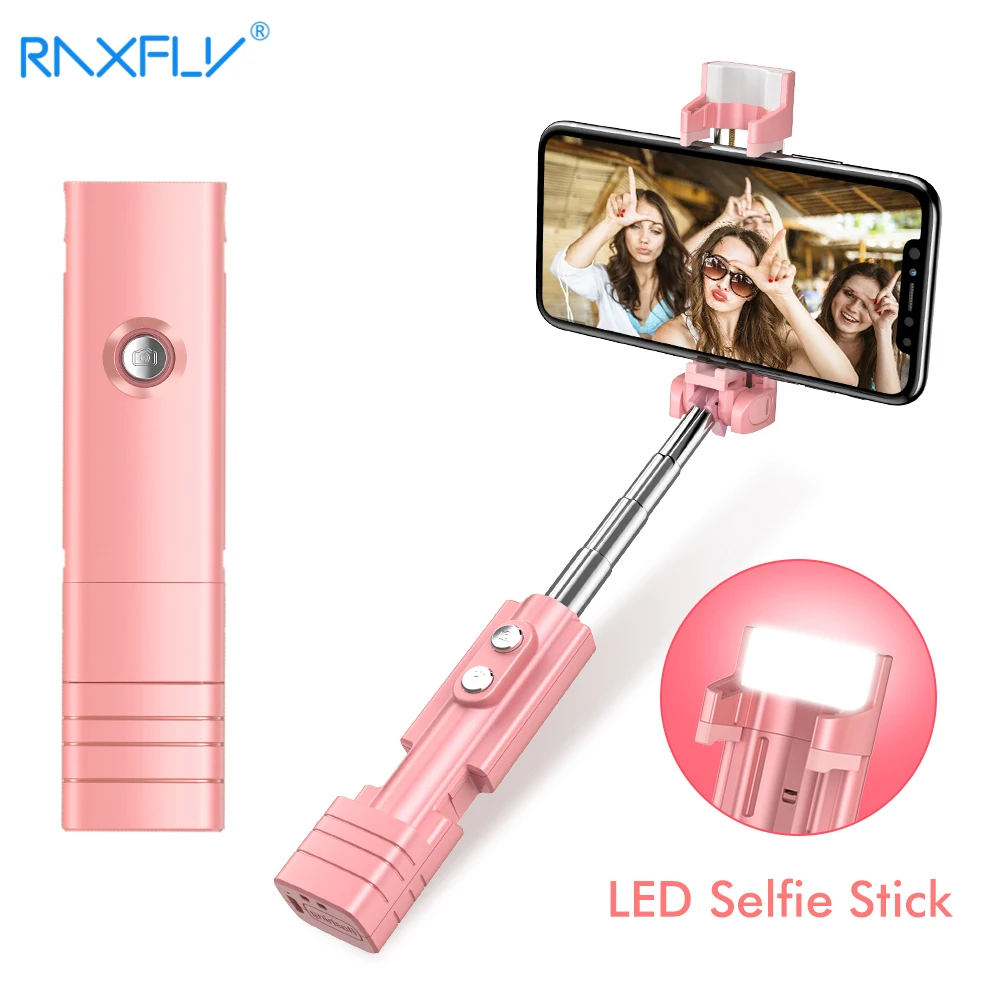 RAXFLY Bluetooth LED Flash Light Selfie Stick For iPhone XS Samsung ...