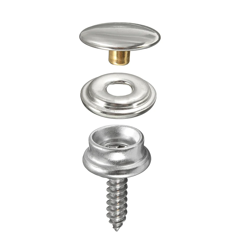 30 Set Snap Fastener Screw Buttons Stainless Steel Push Button Cover Plane Tent Boat Camping Car