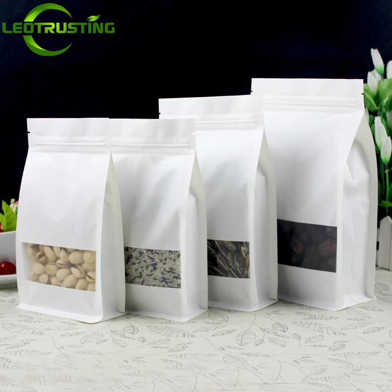 50pcs 3d White Stand Up Paper Window Zip Lock Packaging Bag Resealable ...