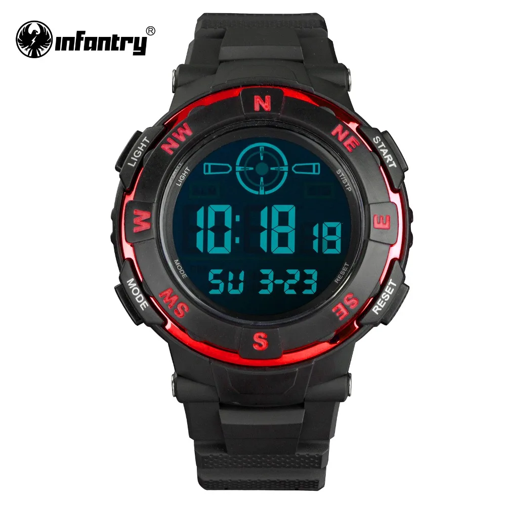 INFANTRY Mens Watches Red Military Reloj LED Wrist Watches Fashion ...
