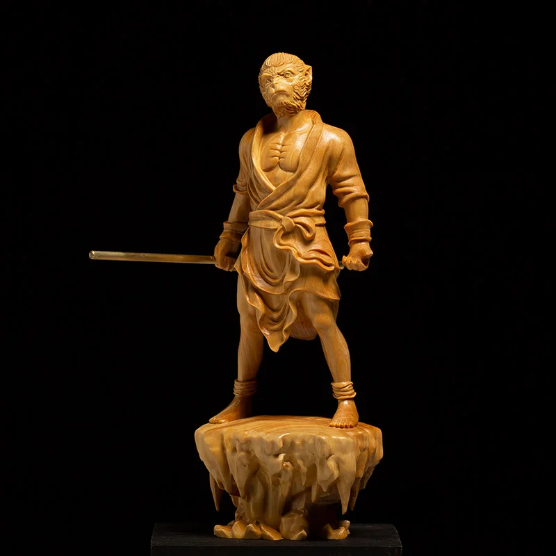 17cm Sun Wukong Monkey King Buddhist Solid Wood Statue Wood Carving ...