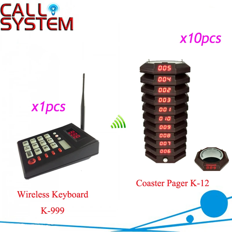 Restaurant Pager Wireless Paging Queuing System 1 Keyboard 10 receiver ...