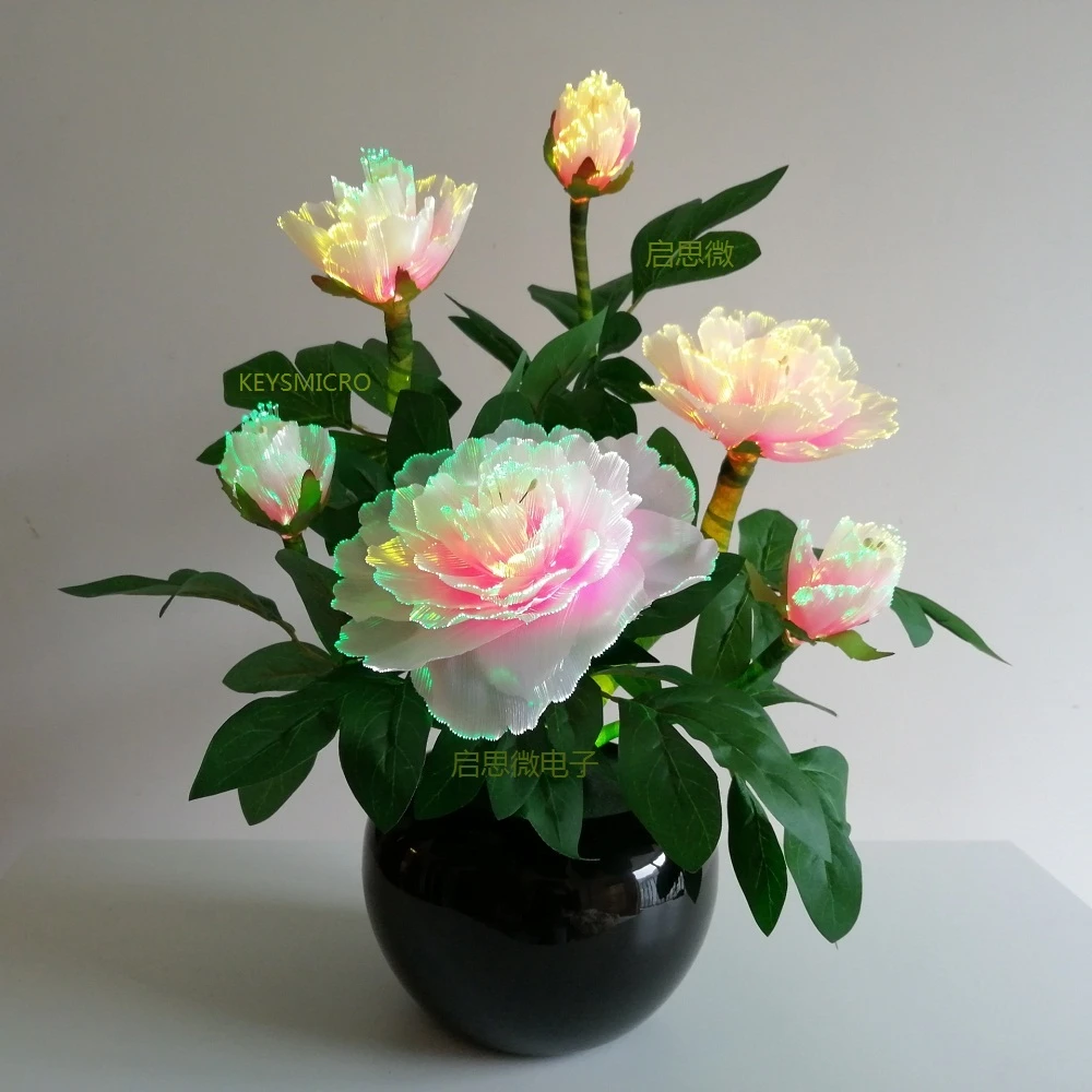 6 Heads Peony Christmas Optic Fiber Flower Led Lamp Colourful Flower ...
