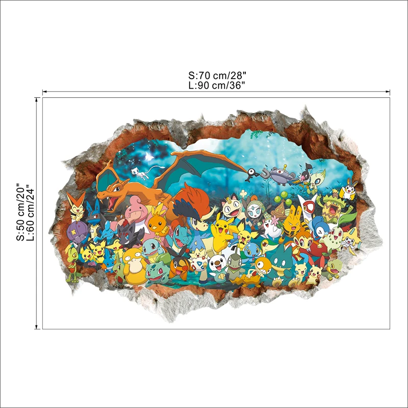 3D Game Pokemon Anime Wall Sticker Poster - KawaiiMerch.com