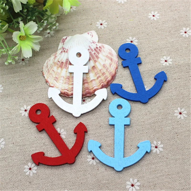 10pcs 4.8*6cm Mix Colors Wood Anchor Pendant Flatback Diy Handmade ...