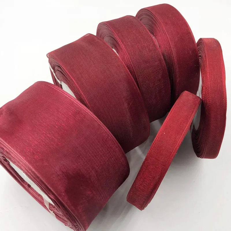 50 Yards Wine organza Ribbon Wedding Party Decoration Gift Wrapping ...