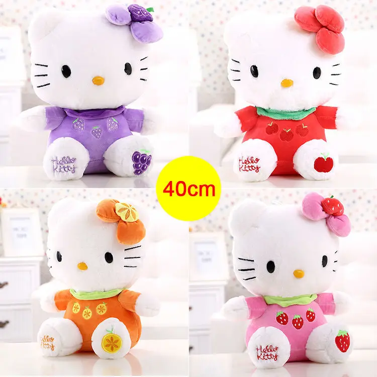 New Year Gift 40cm Big Hello Kitty Toy For Girls Plush Dolls Red Purple ...