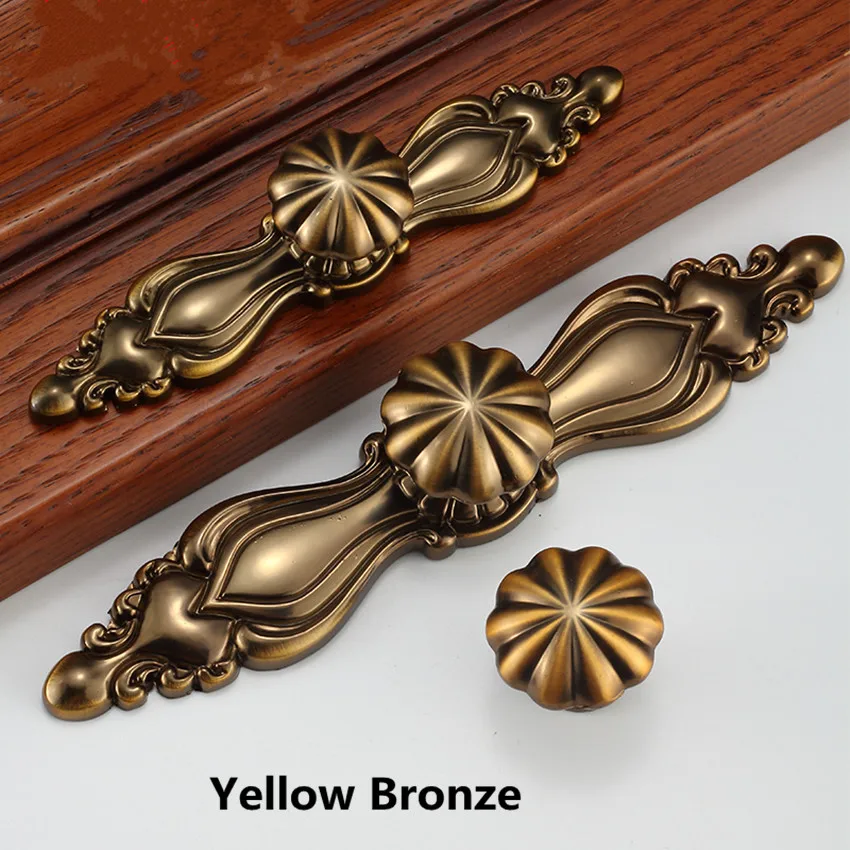 European Retro Style Yellow Bronze Kitchen Cabinet Cupboard Door Handle ...
