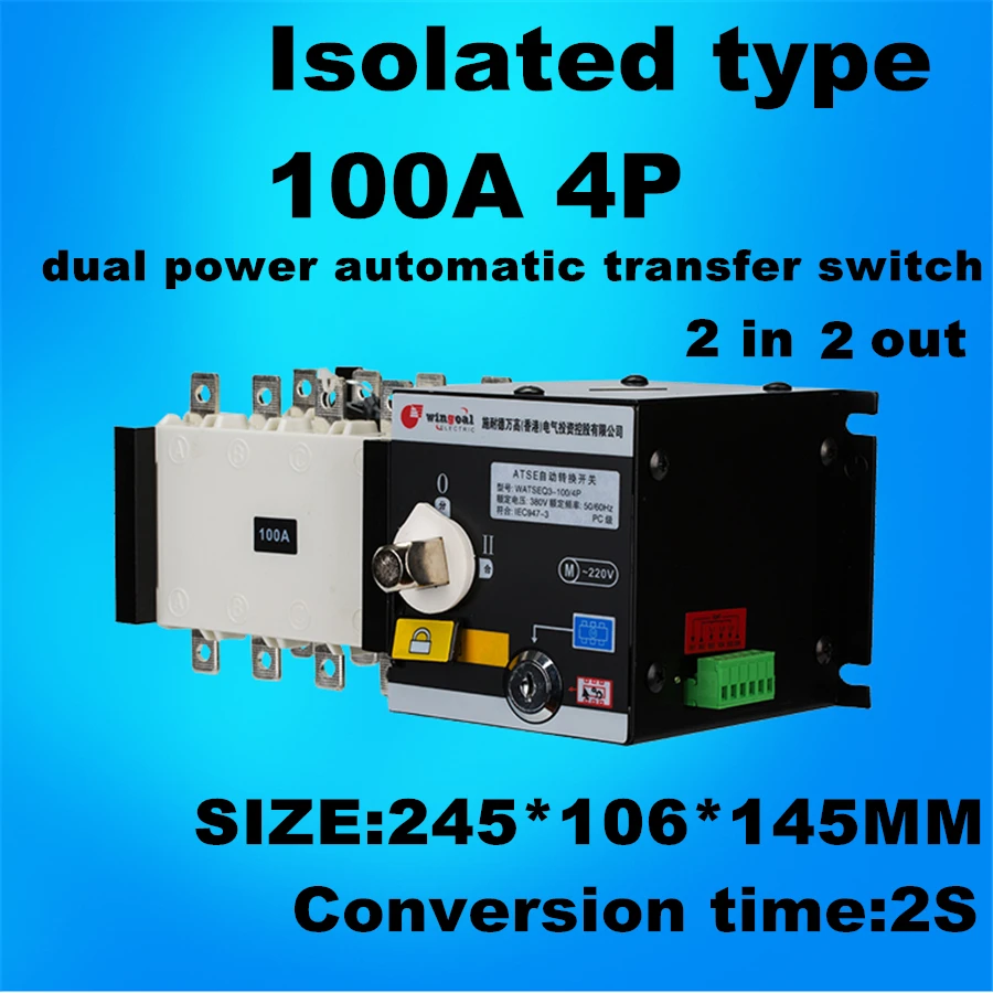 4P 100A 380V Isolation type Dual Power Automatic Transfer Switch ATS 2 ...