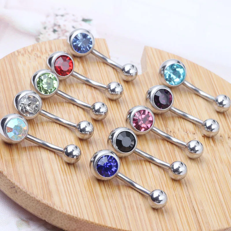 Press Fit Gem Belly Button Bar Ring Navel Body Piercing Jewellery 1pcs