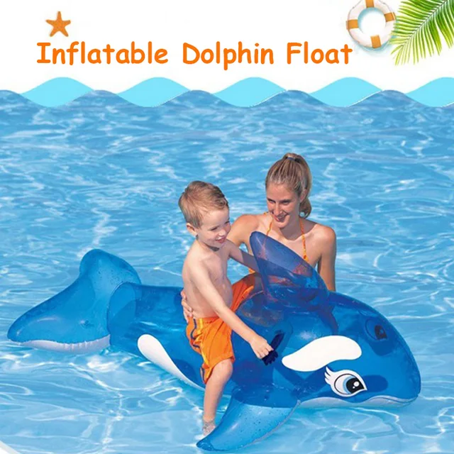 59 Inches Inflatable Dolphin Float Whale Pool Toys Ride on Swimming ...